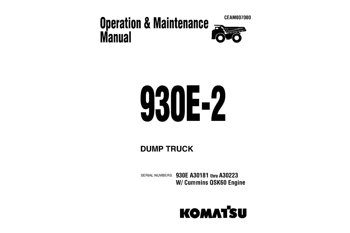 Komatsu 930E-2 (SN: A30181-30223) Electric Dump Trucks w.Cummins QSK60 ...