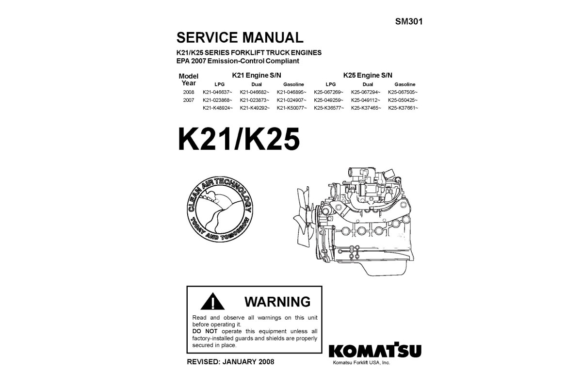 Komatsu (Nissan) K21, K25 LPG/Gasoline/Dual Engines (Applicable for ...
