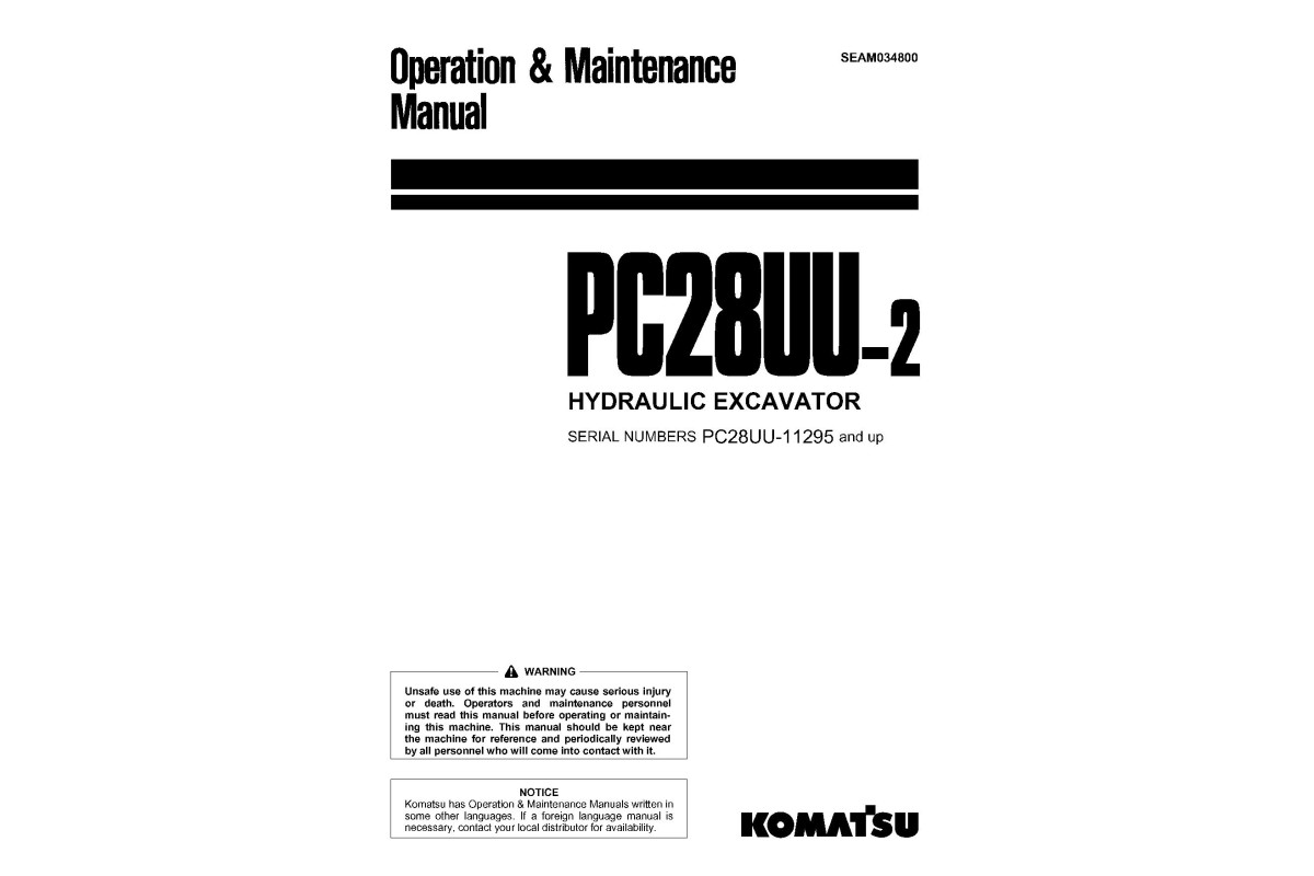 Komatsu PC28UU-2 (SN from 11295) Crawler Excavators (Japan) Operate and ...