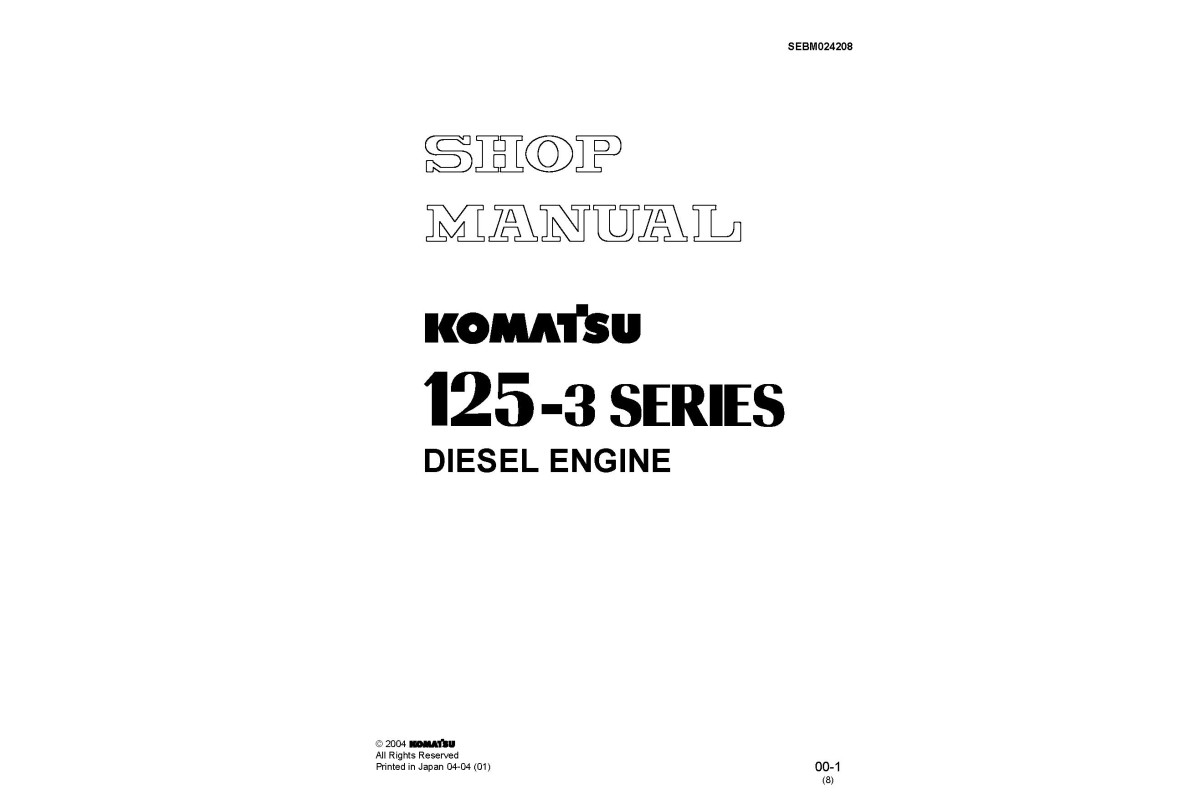 Komatsu SA6D125E-3 and SAA6D125E-3 Diesel Engines (Germany) Workshop ...