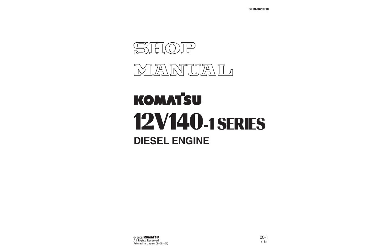 Komatsu SA12V140-1, SAA12V140-1 and SDA12V140E-1 Diesel Engines (Japan ...