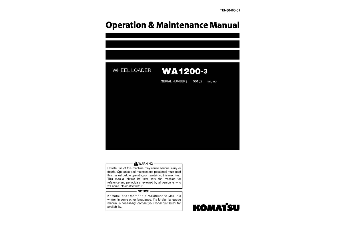 Komatsu WA1200-3 and WA1200-3-A 4WD Wheeled Loaders (Japan) Operate and ...